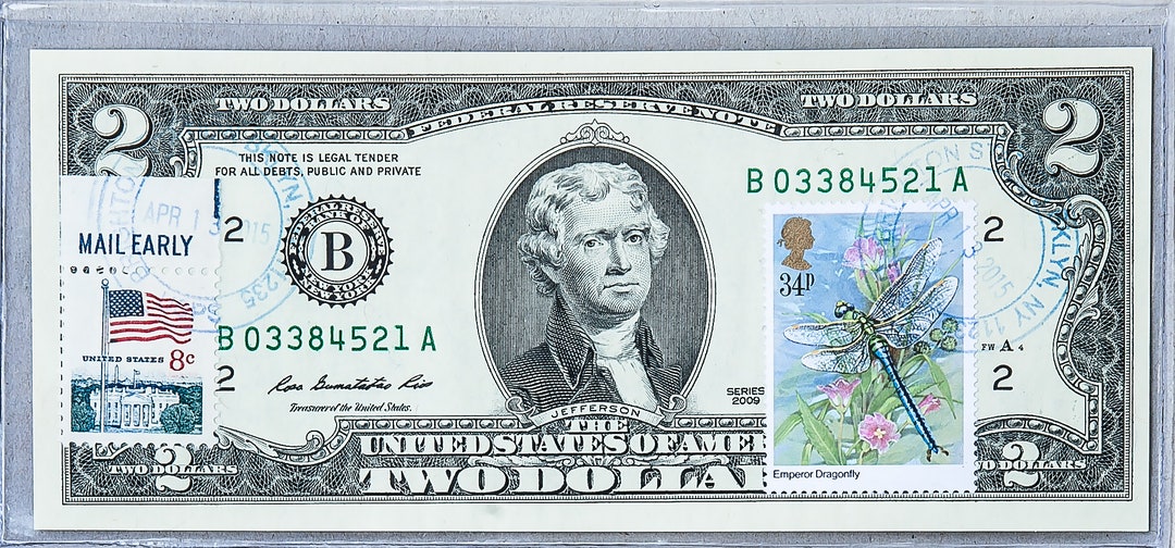 Two Dollar Stamp *paper Money US *federal Reserve Note *2 Dollar Bill ...