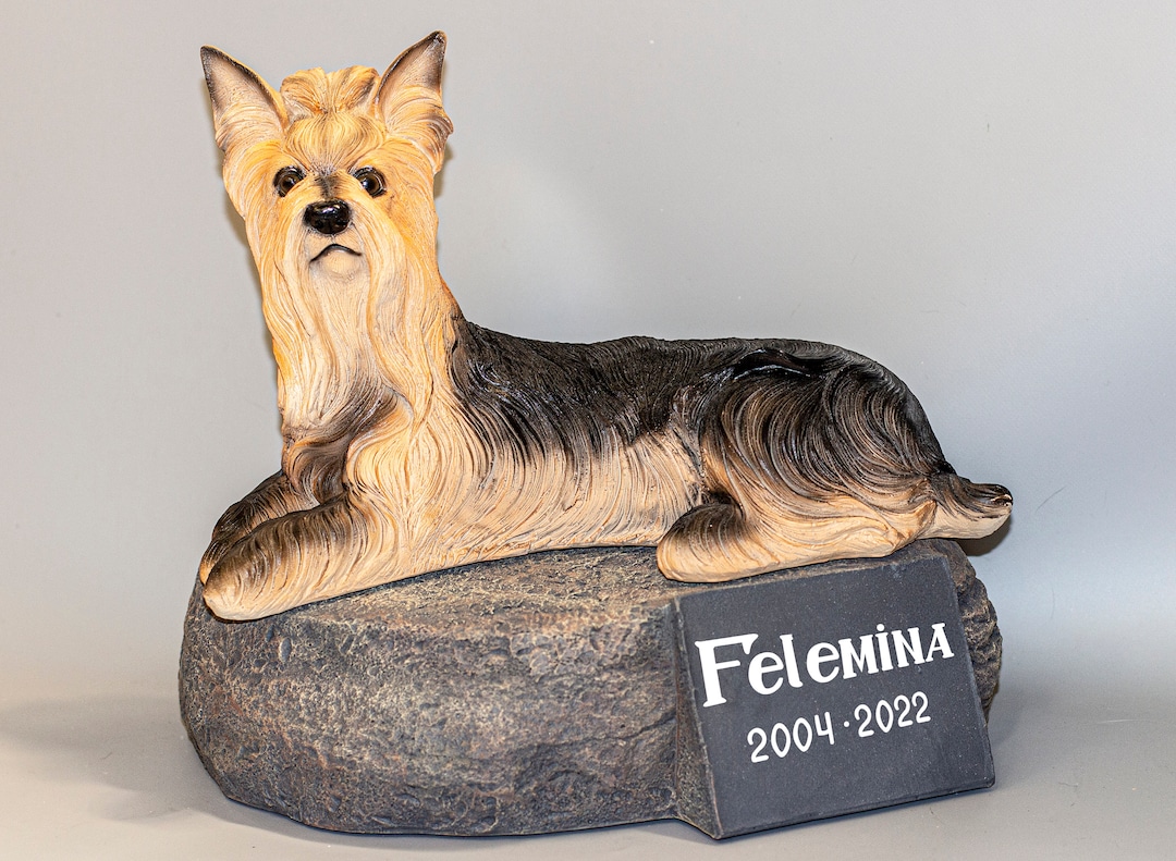 Unique Yorkie Urn *cremation Statue Pet Ashes *dog Memorial Headstone ...