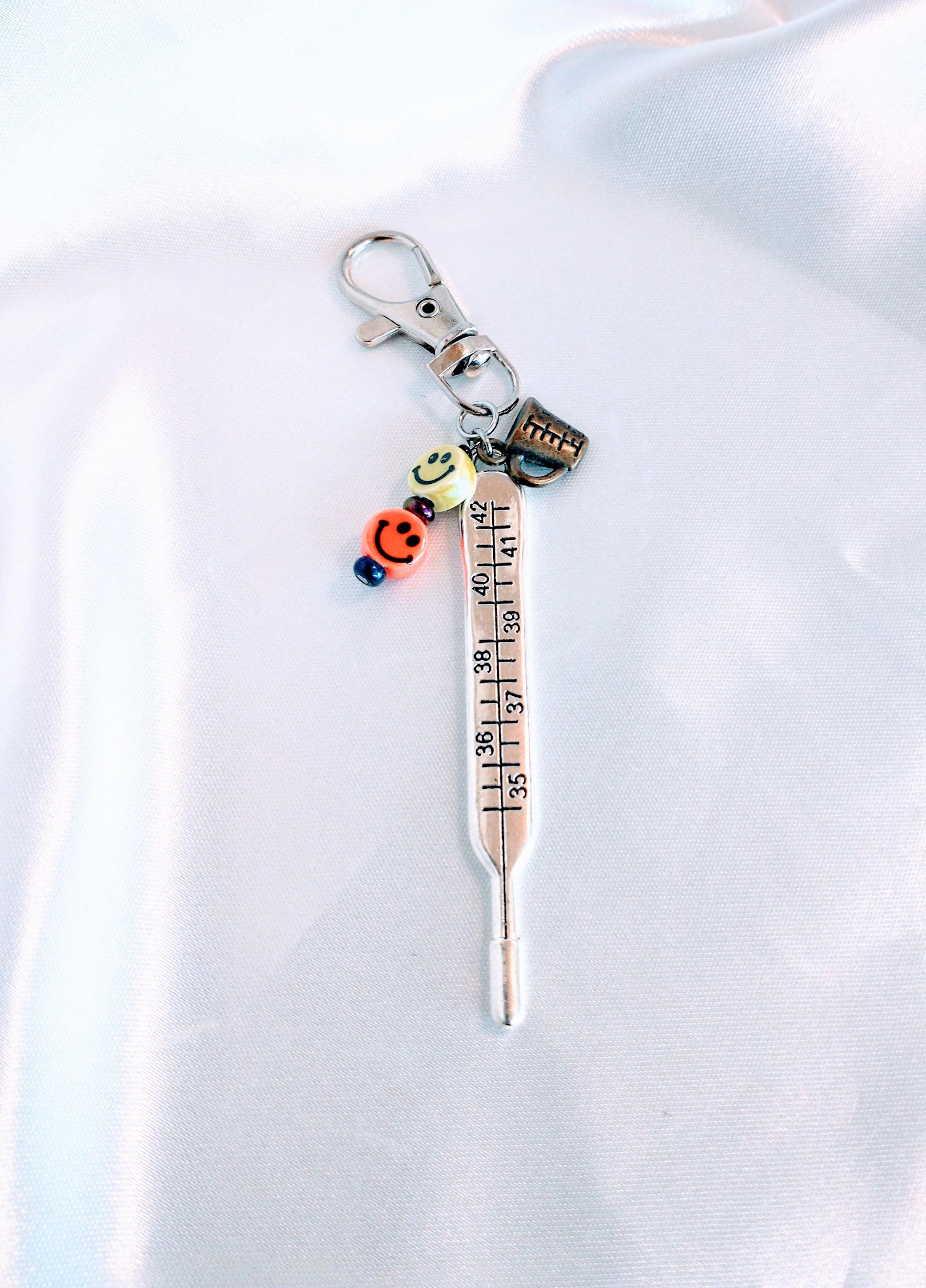 Thermometer Keychain With Happy Face Beads - Etsy