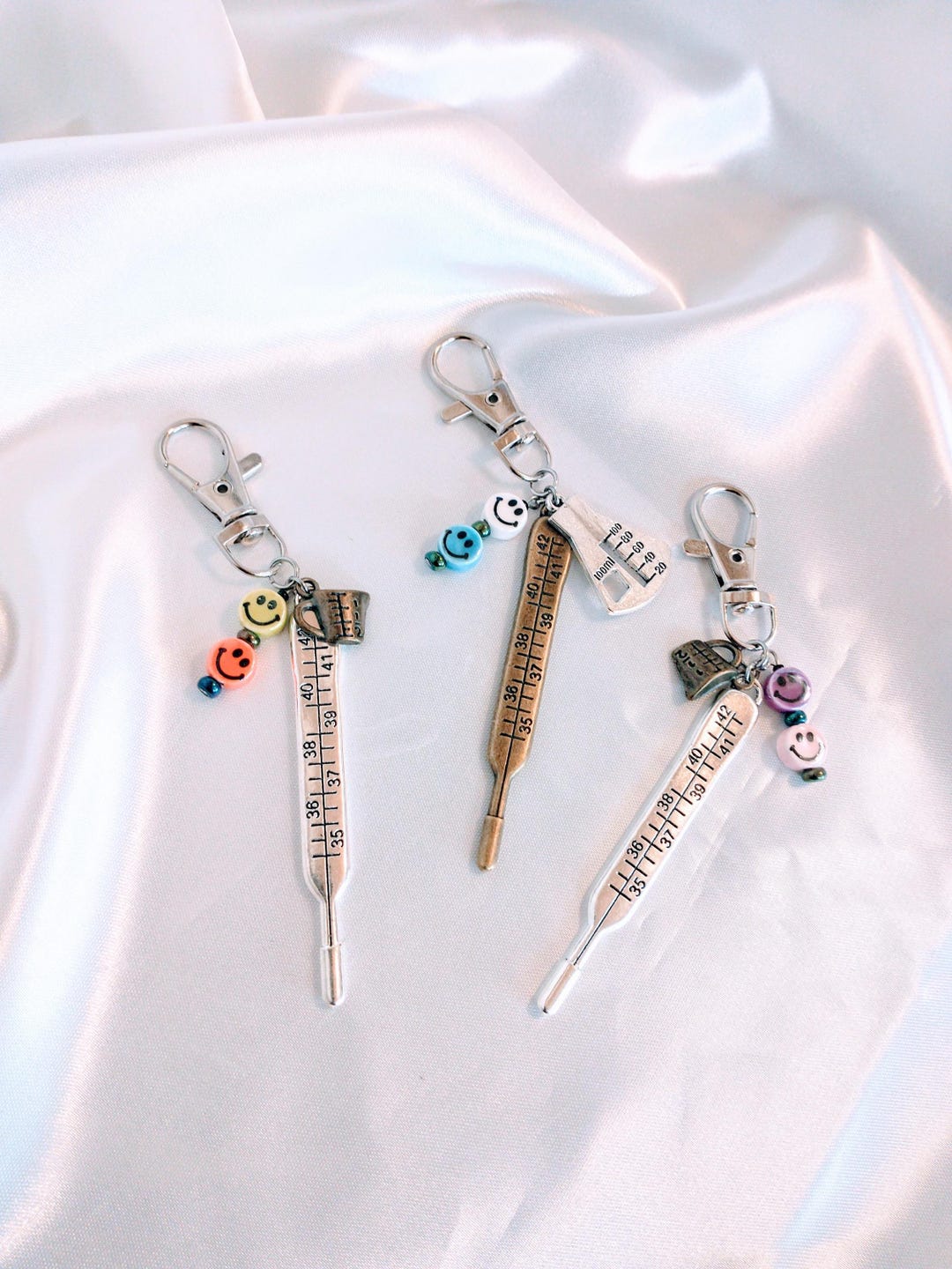 Thermometer Keychain With Happy Face Beads - Etsy