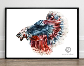 Betta Fish, Fight Fish, PRINT, Wall Art,watercolor Painting ...