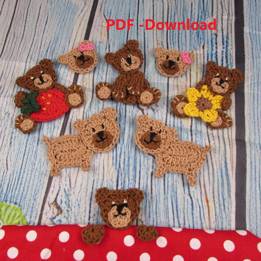 Crochet Pattern Bears Teddy Appliques DIY - Etsy