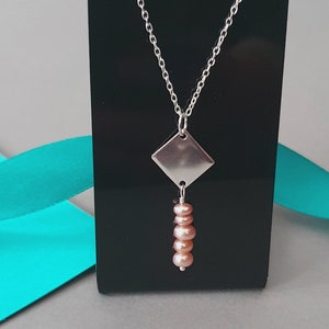 Sterling Silver and Pink Pearl Necklace | Handmade Satin Polished ...