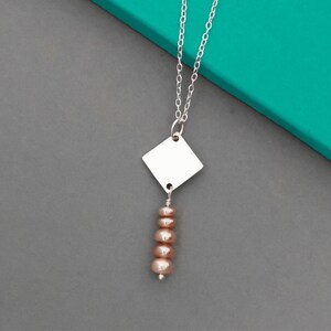 Sterling Silver and Pink Pearl Necklace | Handmade Satin Polished ...