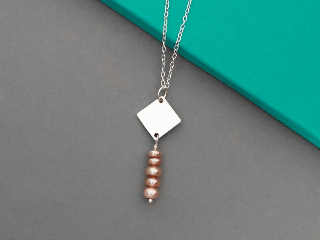 Sterling Silver and Pink Pearl Necklace | Handmade Satin Polished ...