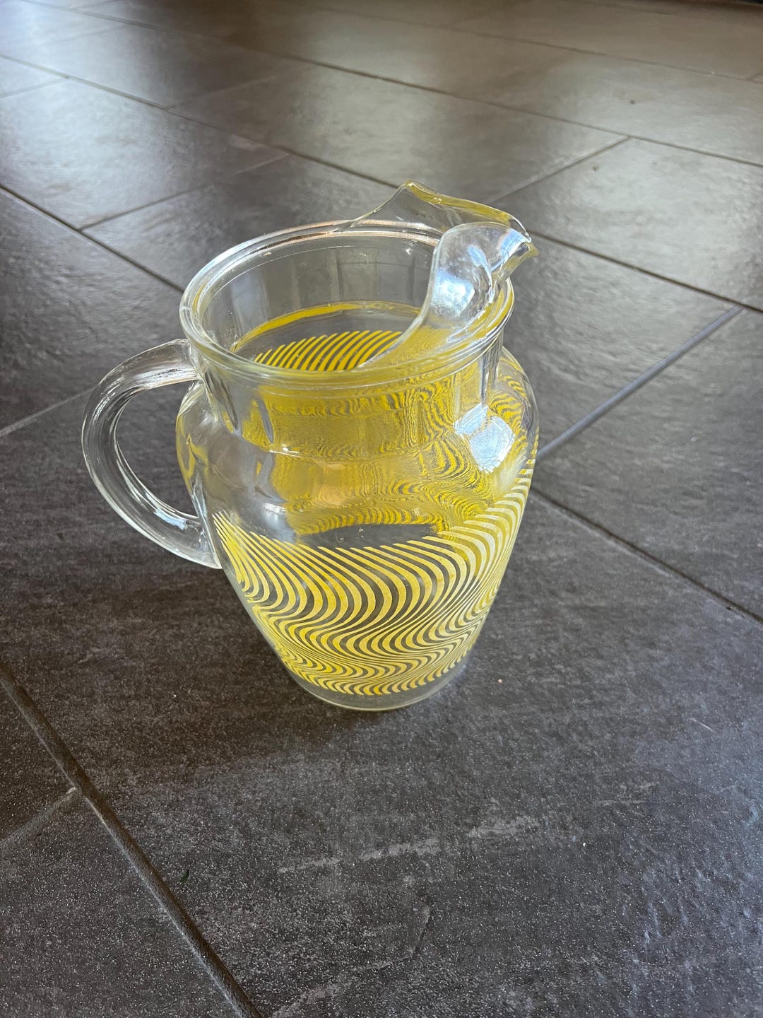 Vintage Hazel Atlas Yellow Swirl Pitcher - Etsy