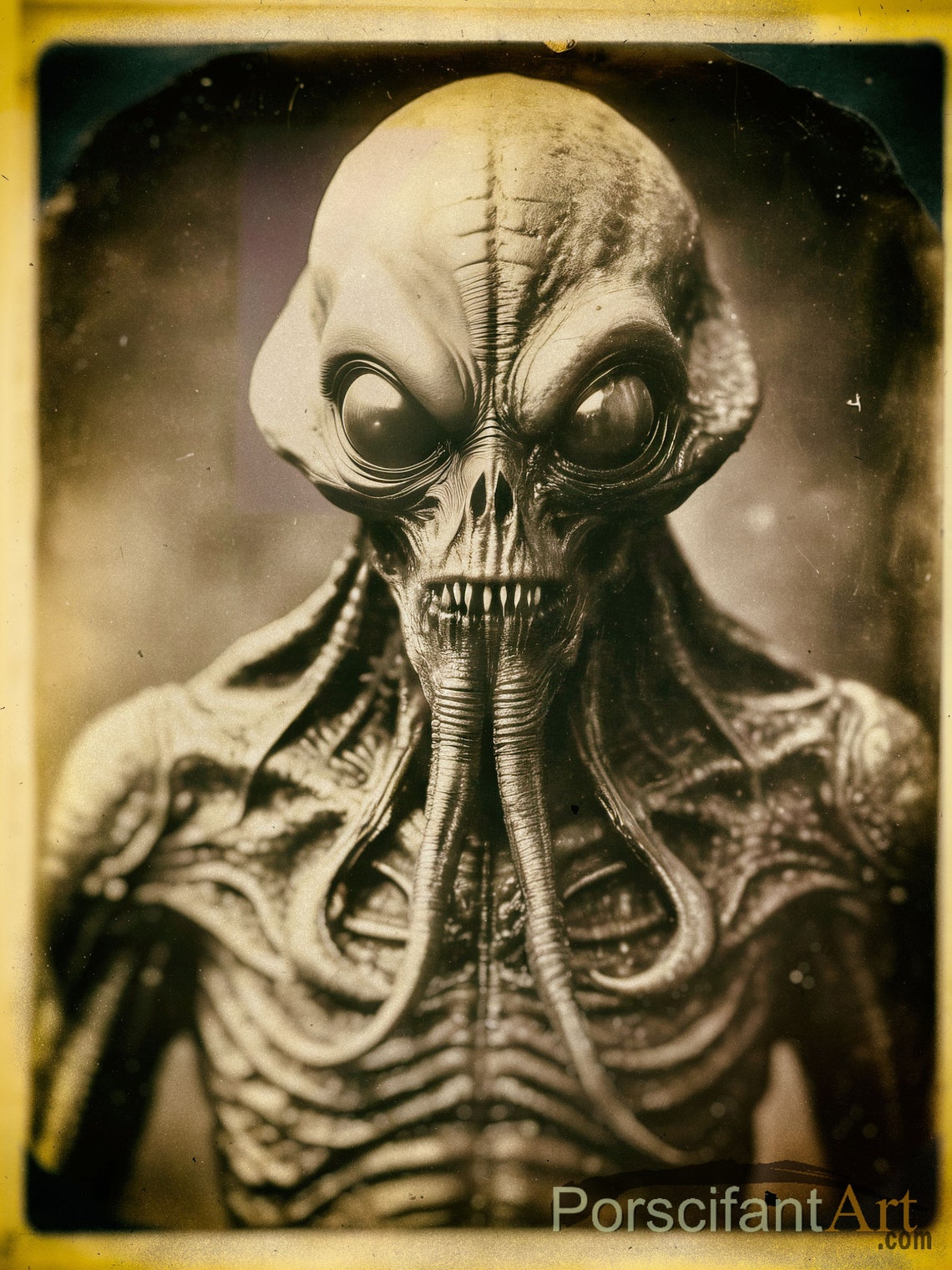 Vintage Photo of Alien W/sharp Teeth Chin Tentacles Gothic, Horror ...