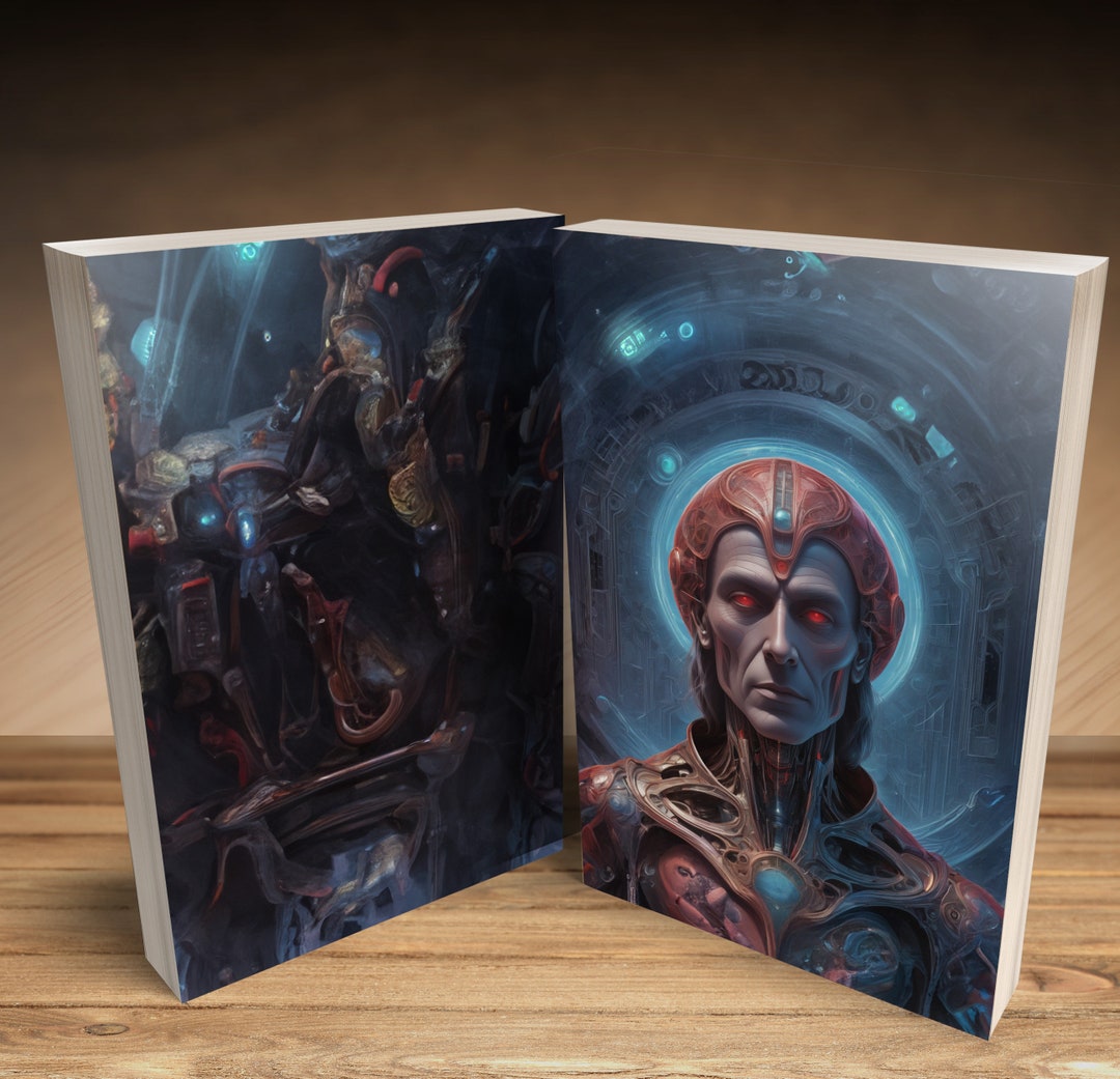 Custom Premade Science Fiction Horror Book Cover Illustrated Stoic Male Alien Cyborg With ...
