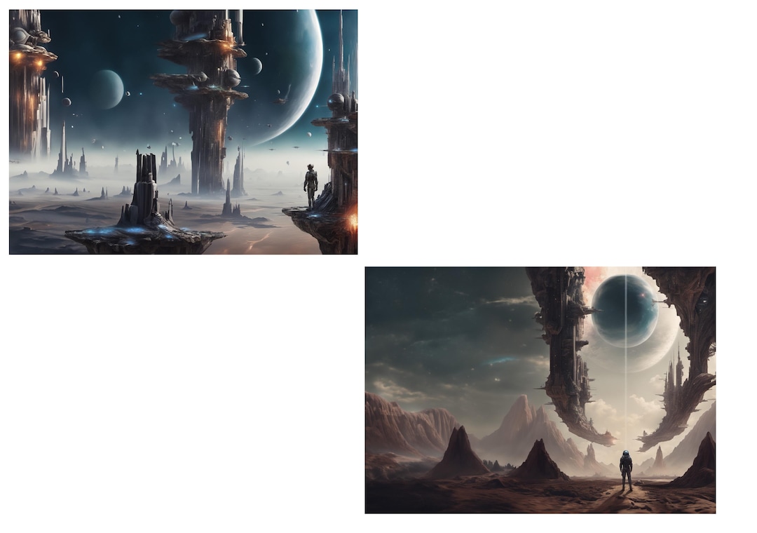 Premade Sci-fi Book Covers Set of 2 Futuristic Alien Planet Designs ...