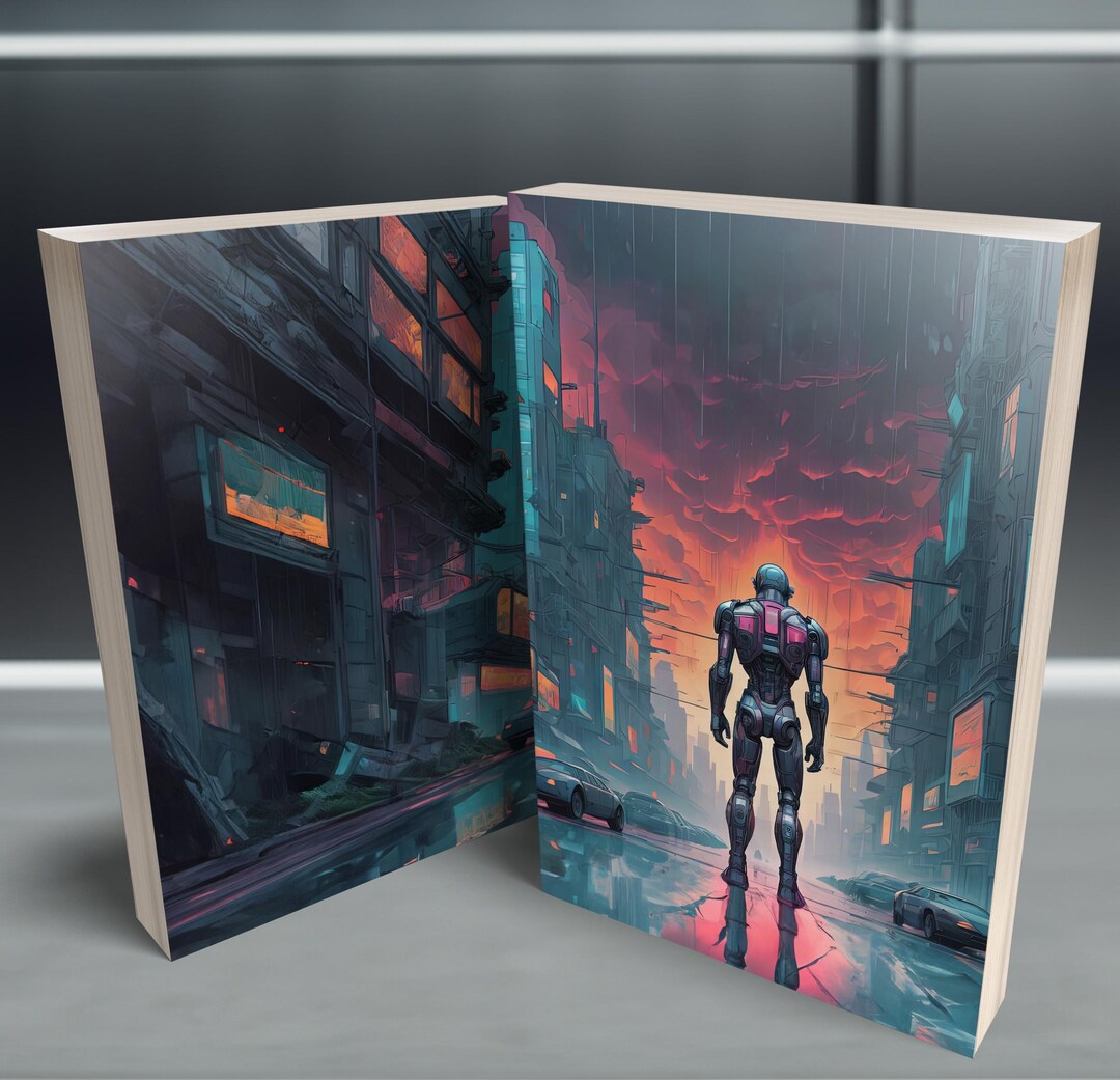 Premade Custom Sci-fi Book Cover Illustrated, Colorful Design Robot ...