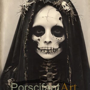 Digital Download Vintage Photo of Witch Skeleton in Tattered Hooded ...