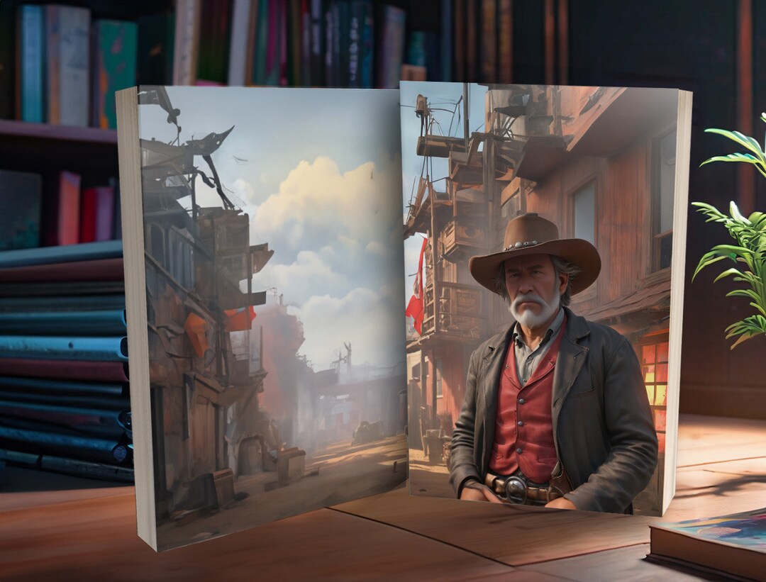 Custom Premade Western Book Cover Illustrated Cowboy Man With Gray ...