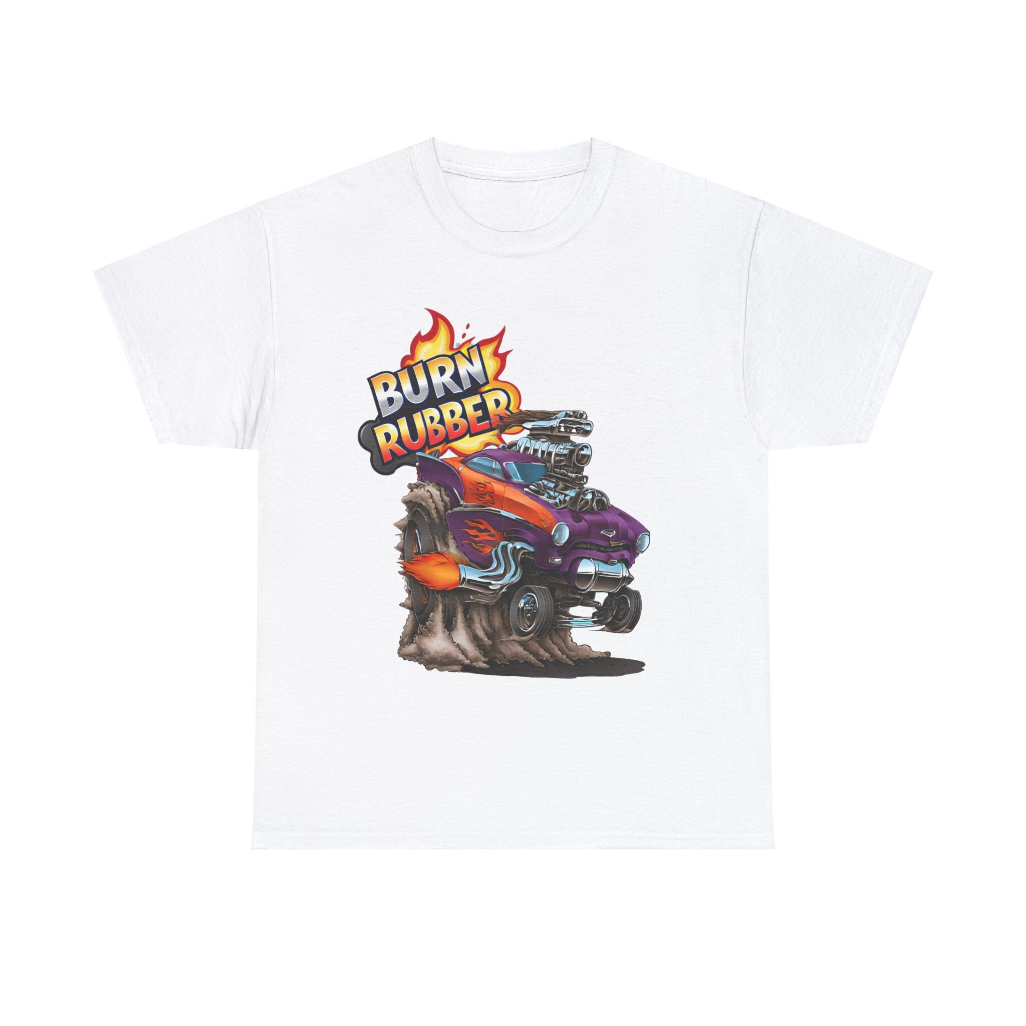 Burn Rubber Toon Caricature of Purple and Red Muscle Car With Large ...