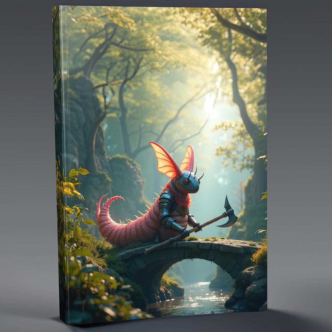 Premade Sci-fi Fantasy Book Cover Alien Worm Creature in Armor With Axe ...