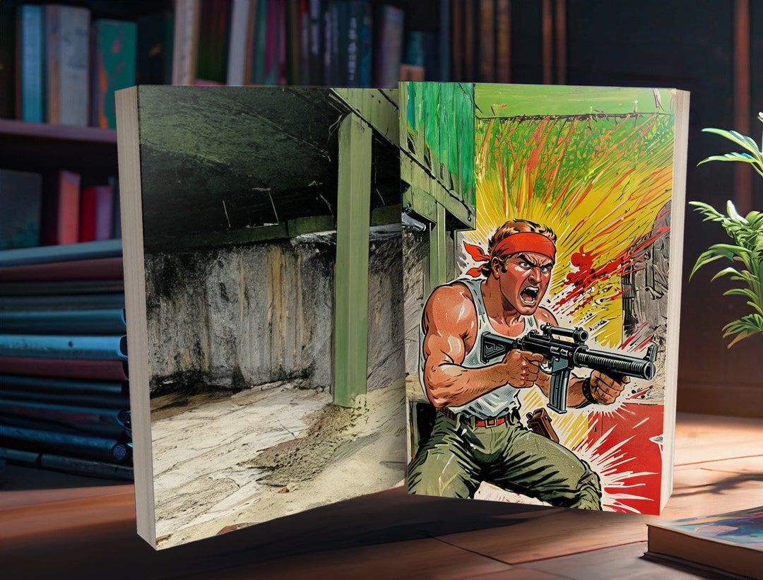 Custom Premade Action Book Cover Illustrated Toon Hero Wearing Red ...