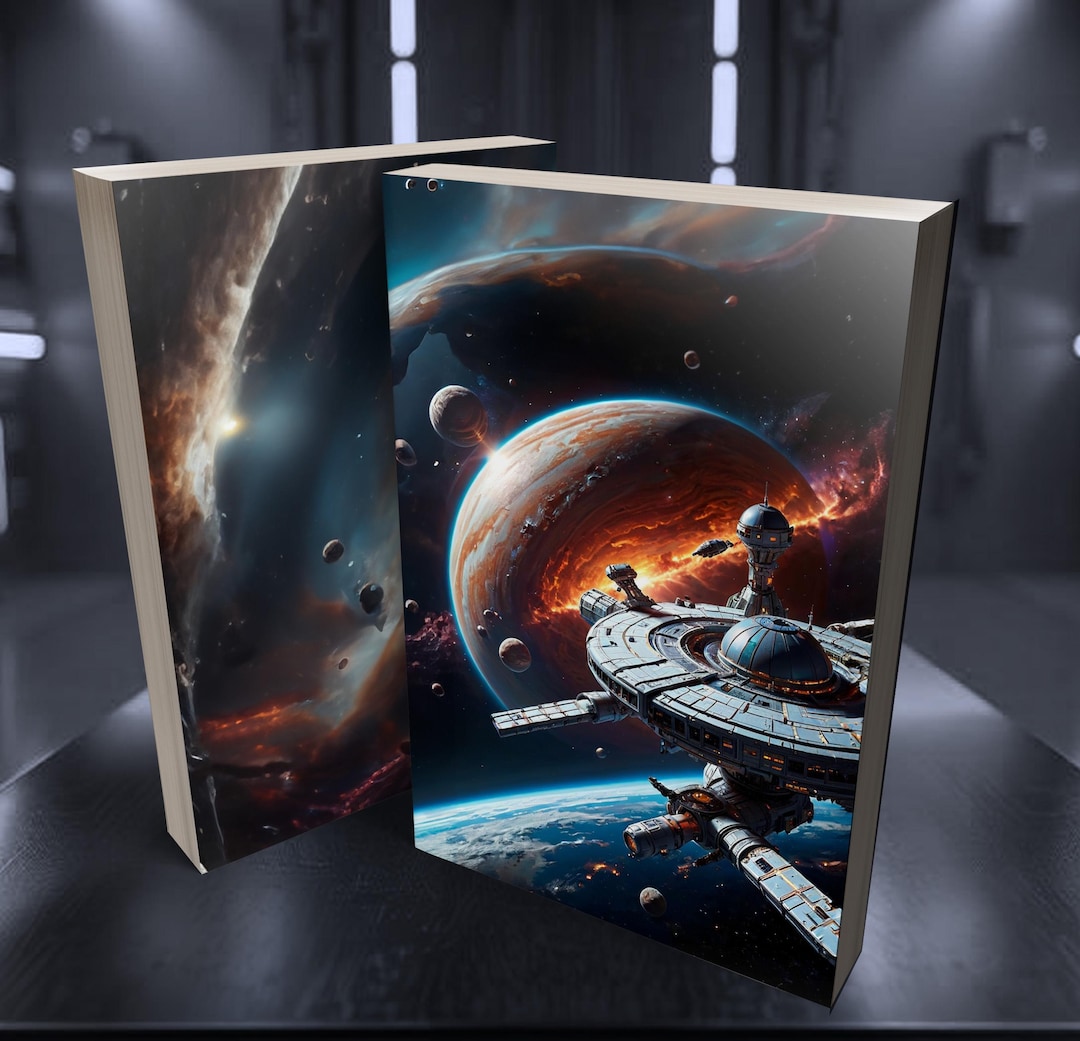 Premade Sci-fi Book Cover - Space Station Orbiting Multiple Planets ...