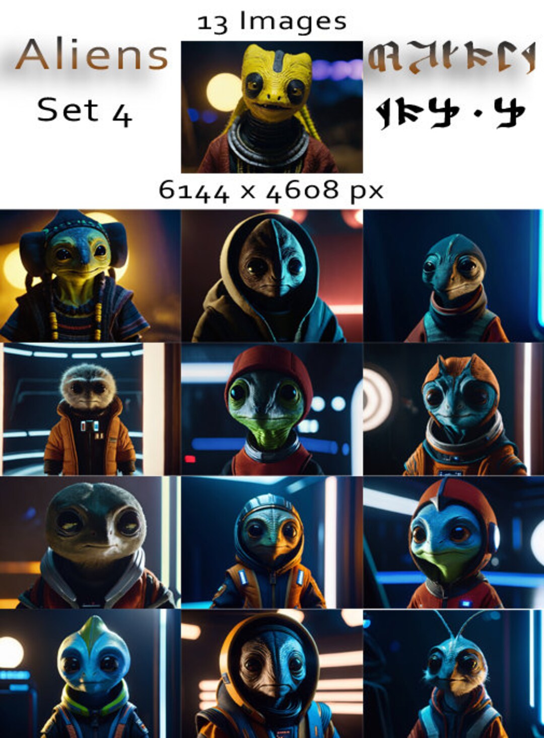 13 Science Fiction Alien Creatures - Portrait Digital Images - Set 4 - Etsy
