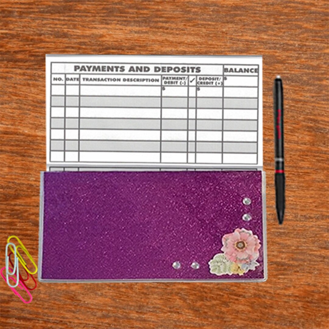 Large Print Checkbook Cover Flower Bling Glitter Choice With Large ...