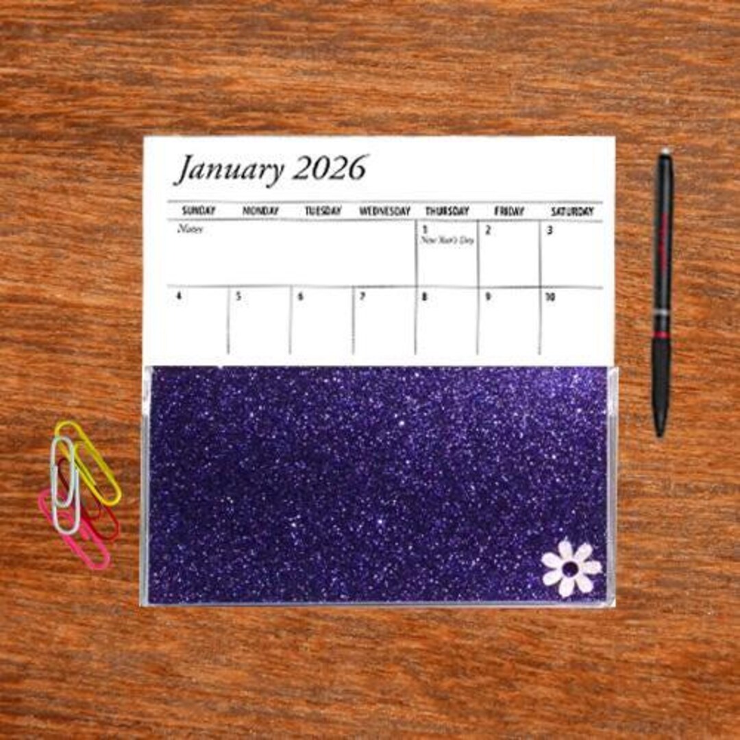 2 Full Years Pocket Calendar Bling Glitter Color With White Flower ...