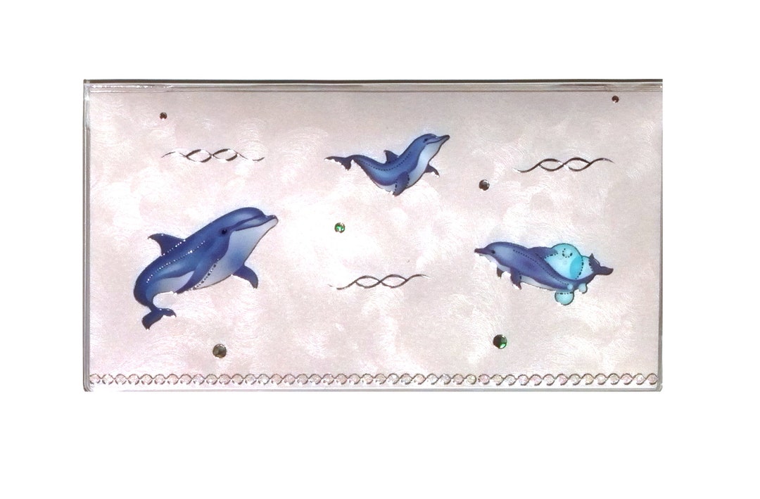 Dolphin Bling Glitter Checkbook Cover 50 Page Checkbook Register Photo ...