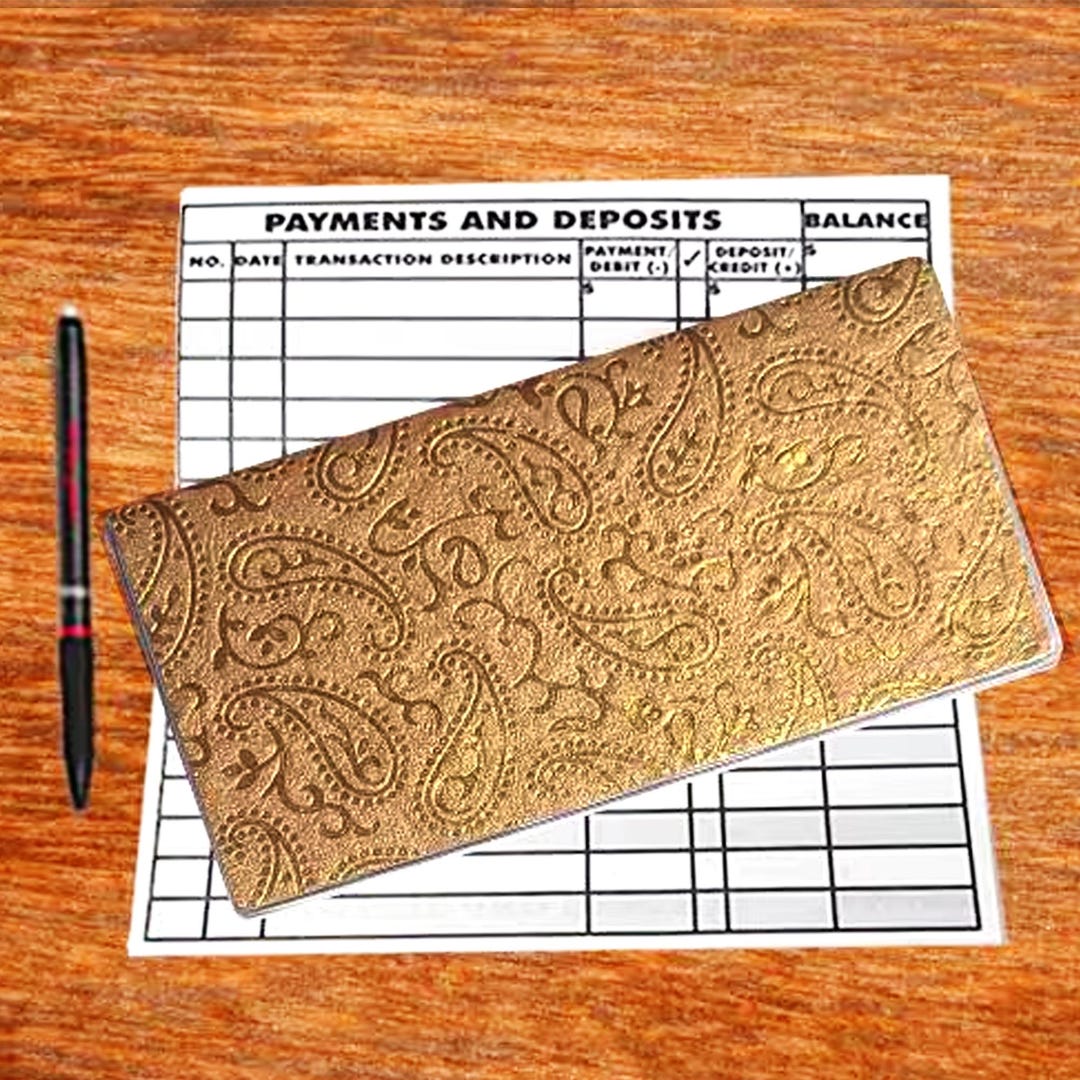 Large Print Checkbook Cover Embossed Gold With Free Large Print ...