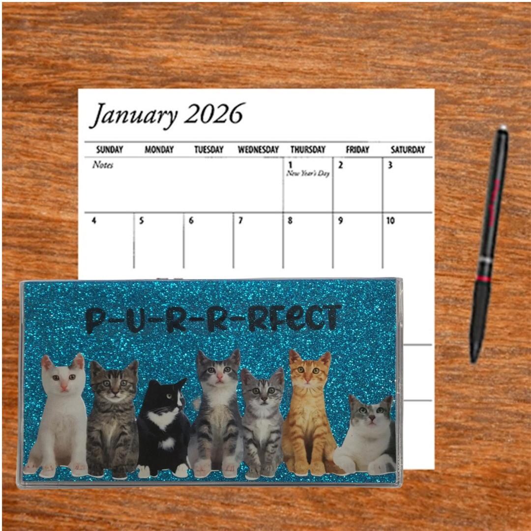 Your Choice 2 Year 2025 2026 Bling Glitter Pocket Calendar Planner Cat ...