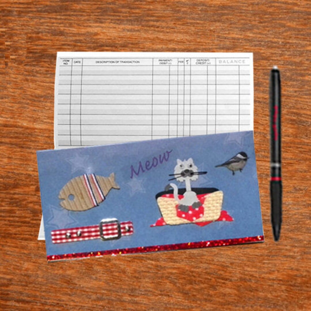 Checkbook Cover Cat & Fish With Free 50 Page Checkbook Register C212 - Etsy