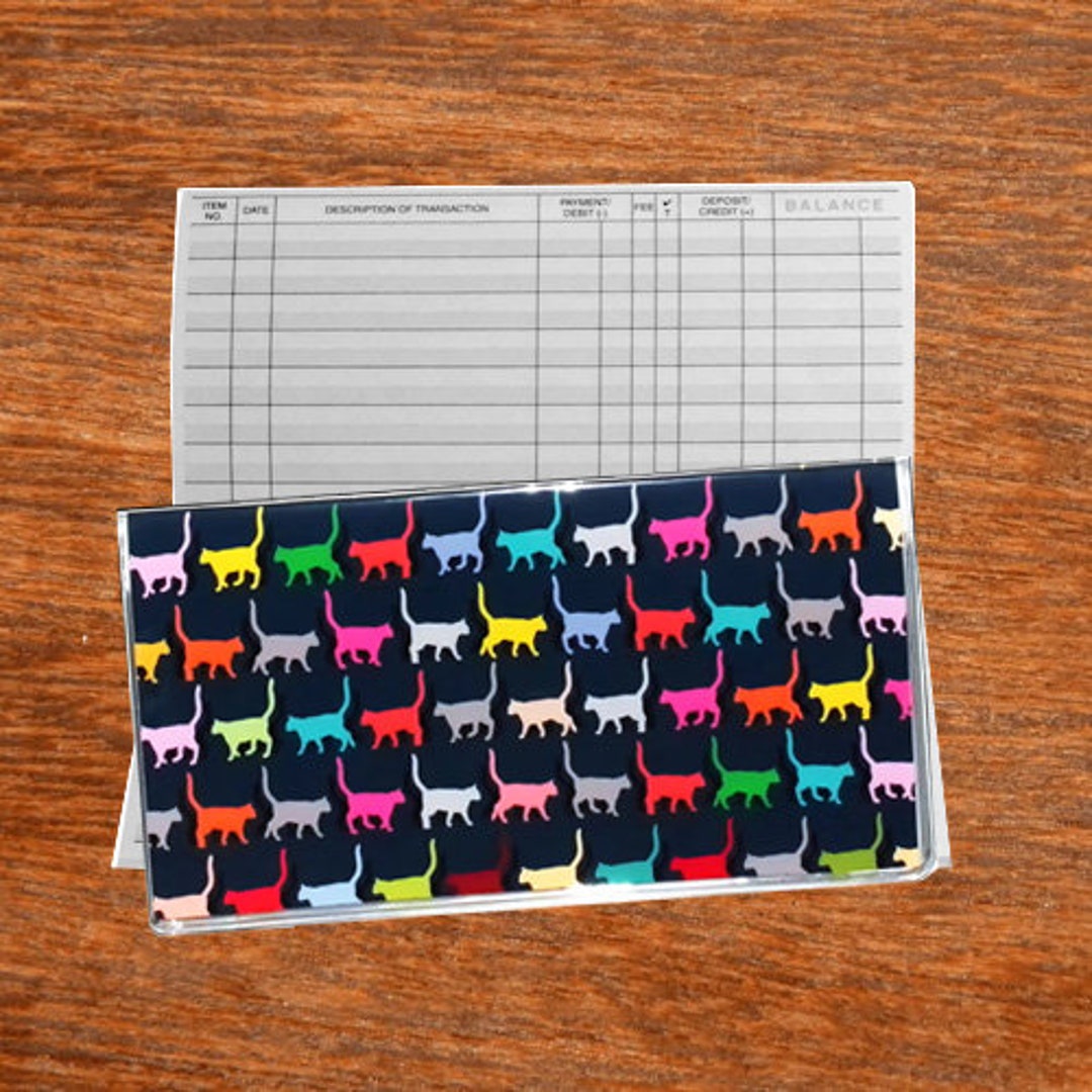 Checkbook Cover Colorful Cats With Free 50 Page Checkbook Register - Etsy