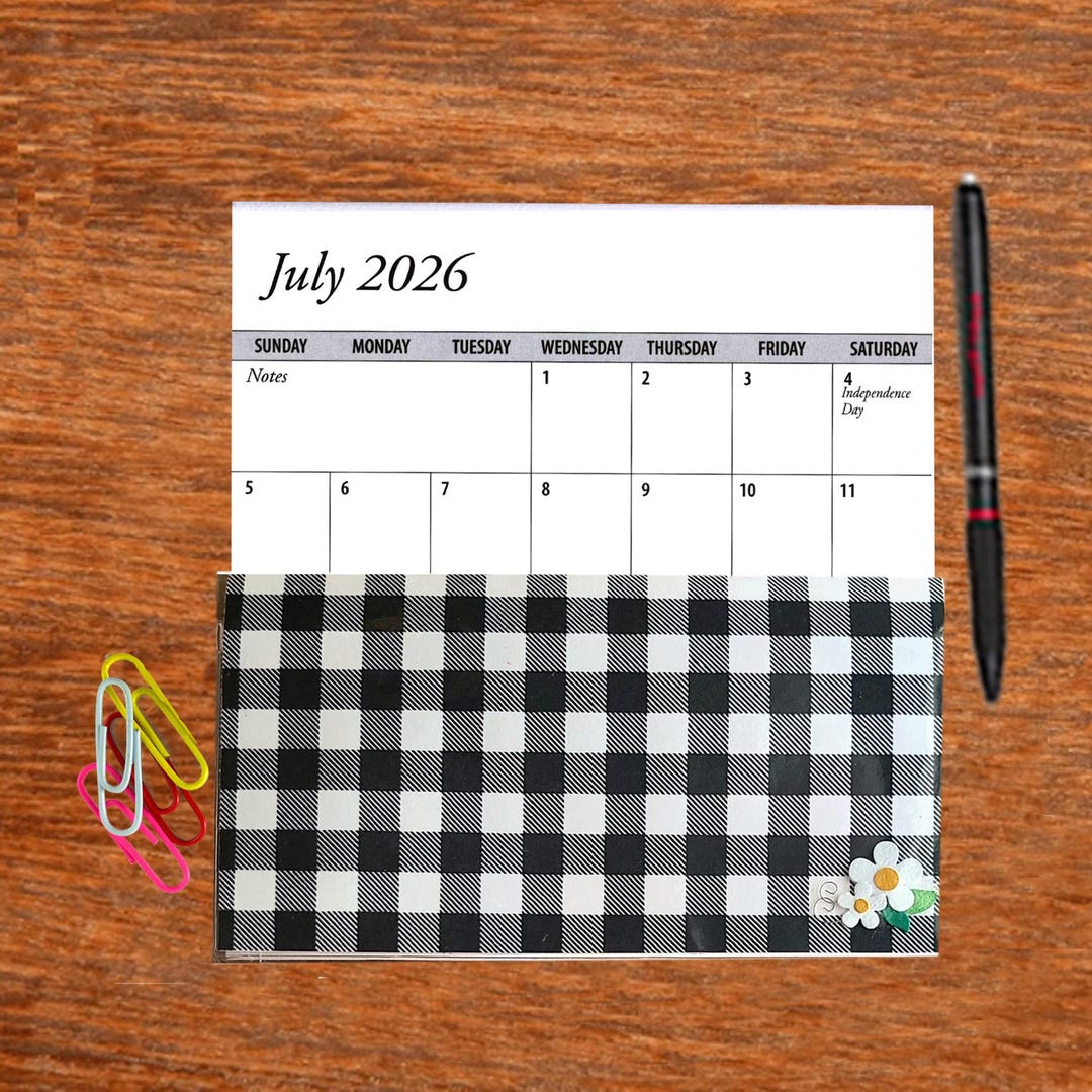 2 Year Checkbook Size 3"x 6" Calendar Buffalo Check Flower 2025 2026 ...