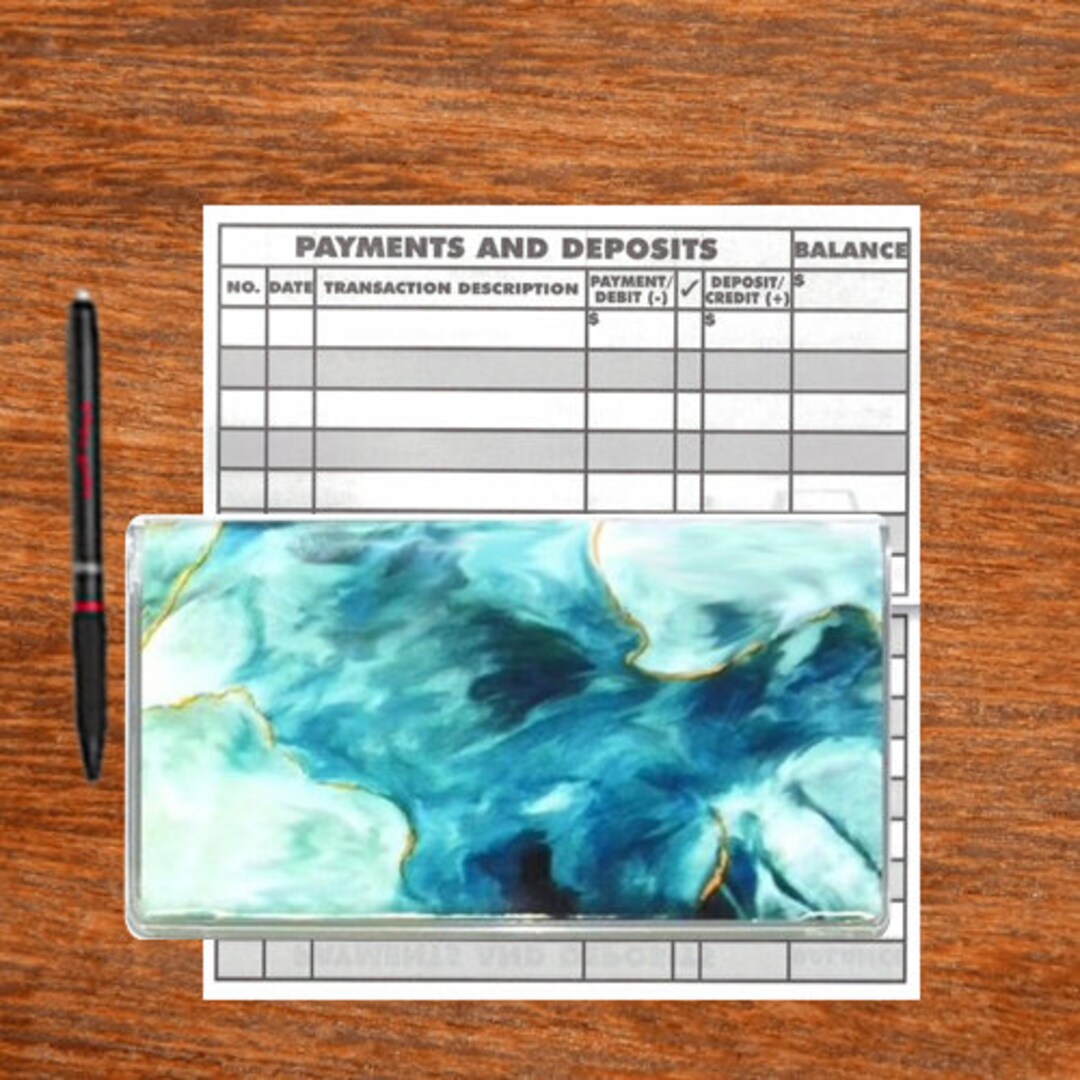 Checkbook Cover Ocean Blue 2 Large Print Checkbook Transaction ...