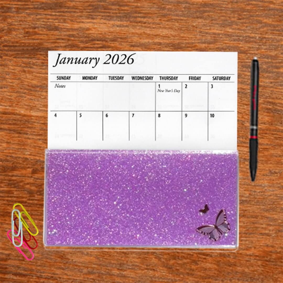 2 Year 2025 2026 Checkbook Size 3"x 6" Pocket Calendar Purple, Teal ...
