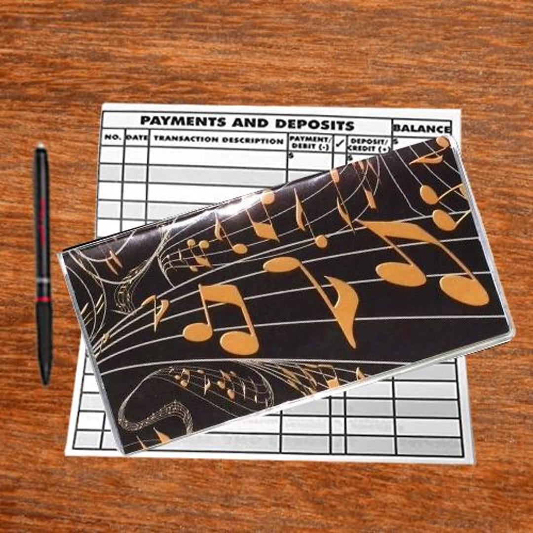Checkbook Cover Music Notes With Free Large Print Checkbook Register - Etsy
