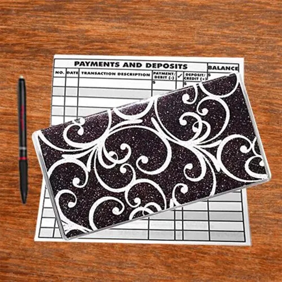 Large Print Checkbook Cover Choice Glitter Scroll With Large Print ...