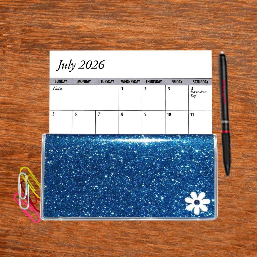2 Year Checkbook Size 3"x 6" Calendar Color Choice Bling Glitter With ...