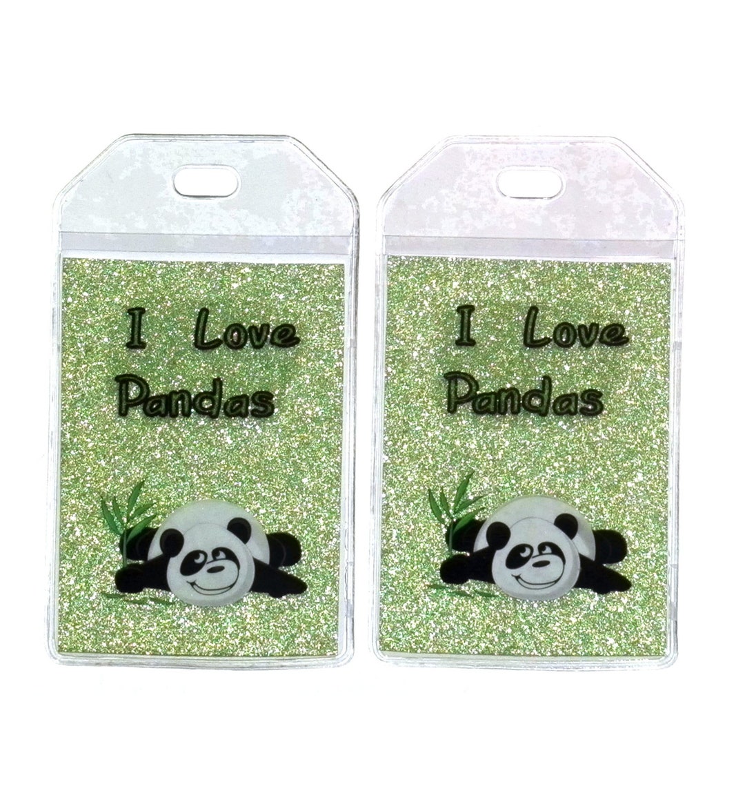 Pandas 2 Small Luggage Cruise Tags With Name Cards and Loops Diaper Bag ...