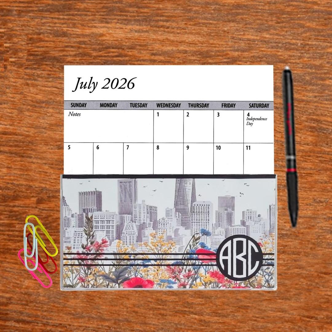 3 Full Years 2026 2027 2028 Customizable Pocket Calendar Style Choice Floral Leaves Pattern ...