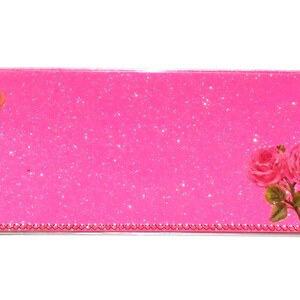 Oversize Checkbook Cover Pink Roses Bling Glitter Low - Etsy