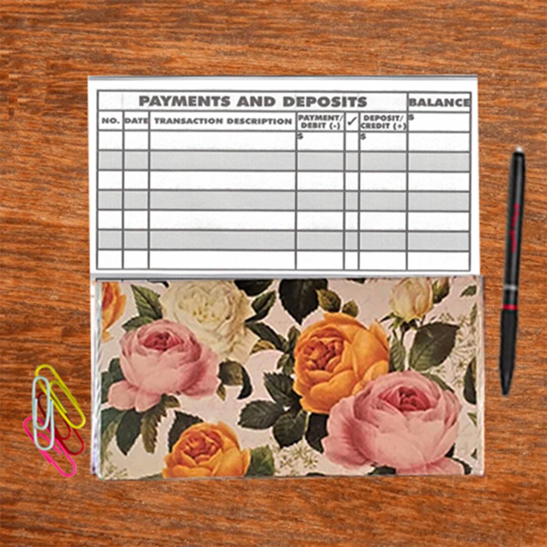 Large Print Checkbook Cover Choice Flower Leaves Theme With Large Print ...