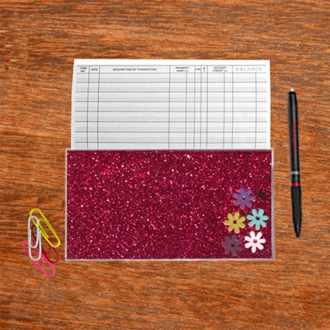 Checkbook Cover Pink Fuchsia Multi Colored Flowers With Free 50 Page ...