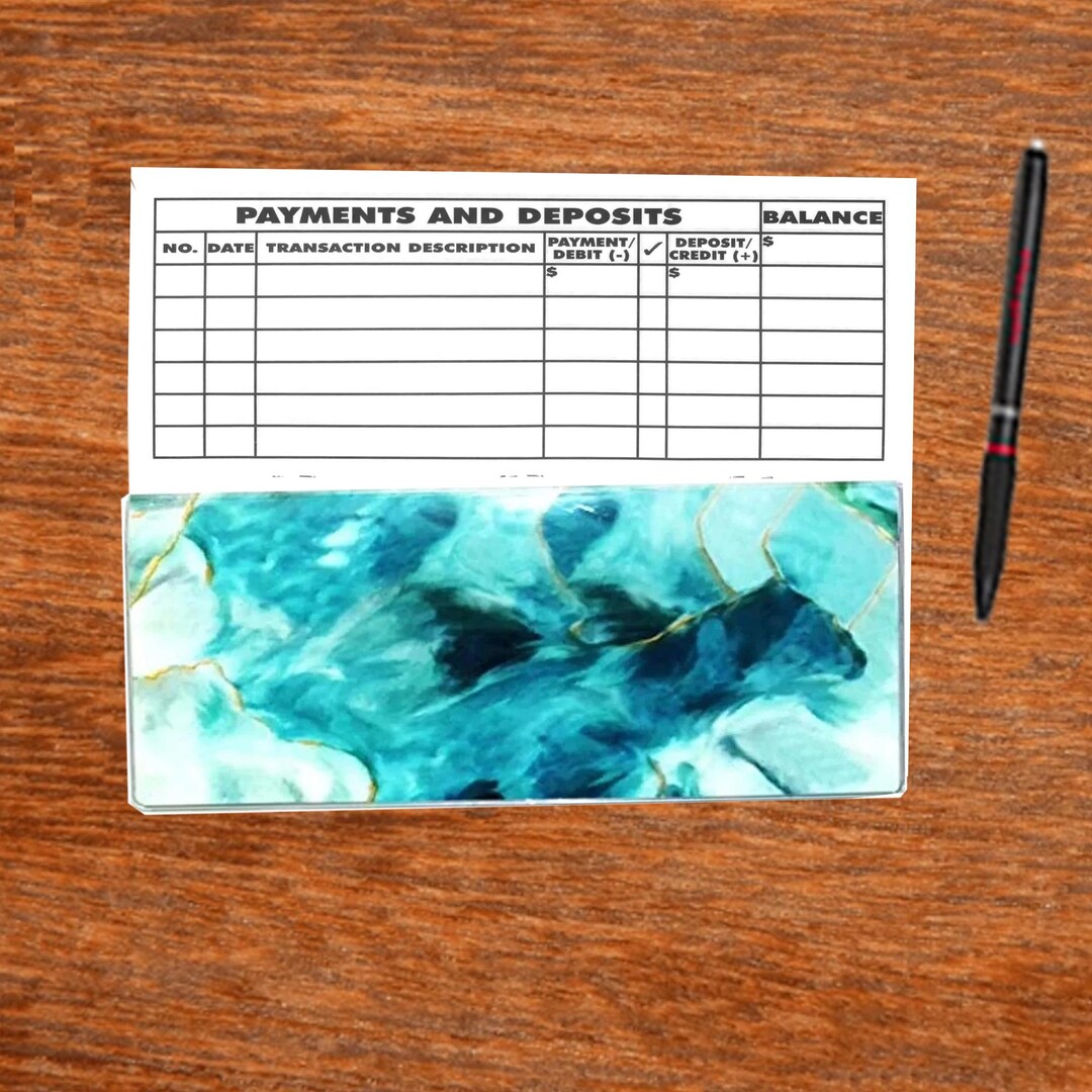 Oversized Checkbook Cover Ocean Blue With Free Jumbo Big Low Vision Aid ...