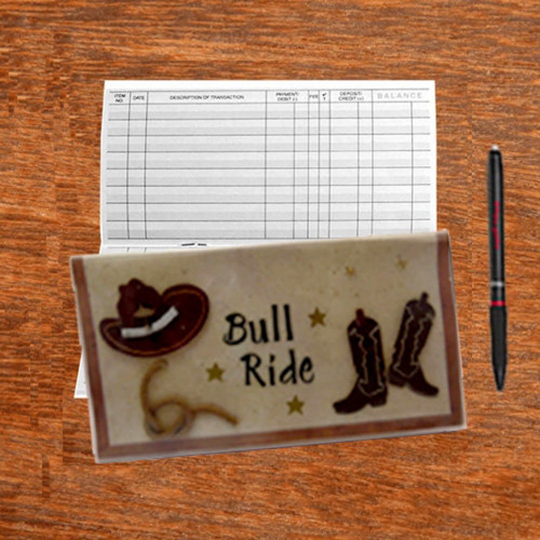 Checkbook Cover Bull Ride With Free 50 Page Checkbook Register C211 - Etsy