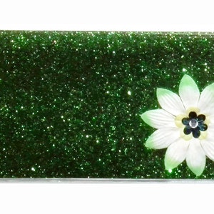 Checkbook Cover Green Large White Ombre Flower With Free 50 Page ...