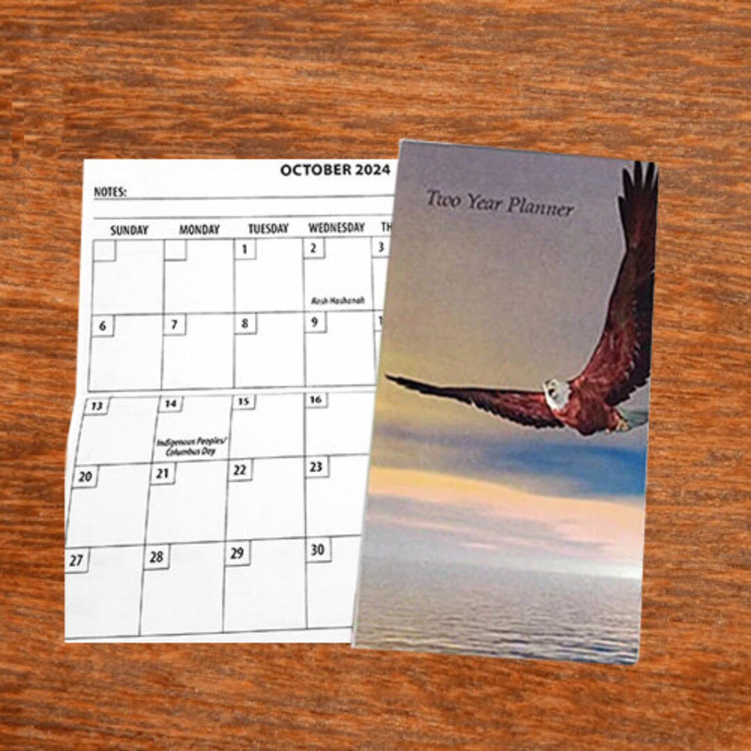 2 Year 2024 2025 Checkbook Size 3x 6 Calendar Planner Eagle Notepad - Etsy