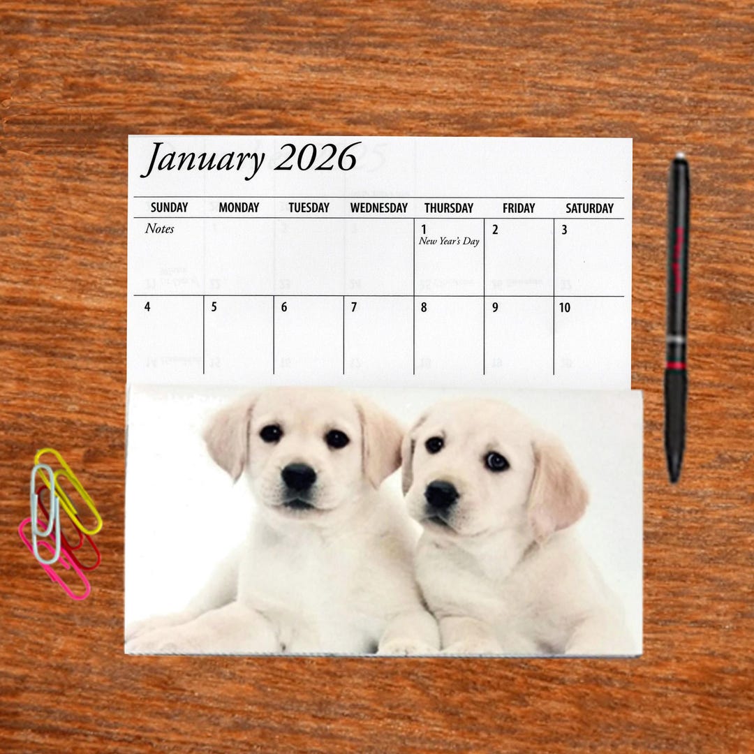 2 Year Checkbook Size 3"x 6" Calendar Choice of Dog Puppy 2025 2026 ...