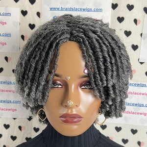 Short Faux Locs Wig Dreadlock Synthetic Afro Twist Braided Wigs for Black Women Grey - Etsy
