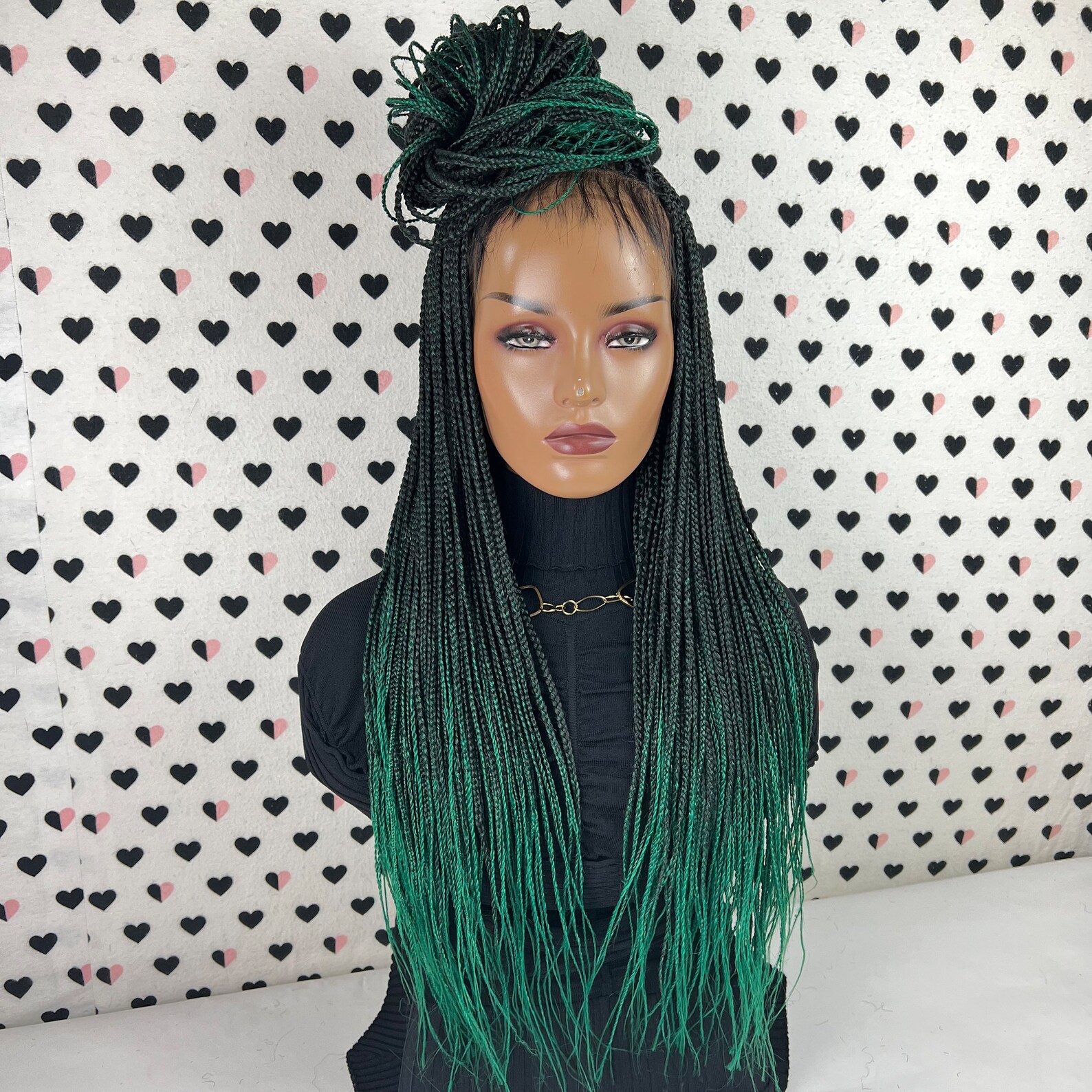 13x4 Lace Frontal Green Ombre Box Braids Braided Wig Lace - Etsy