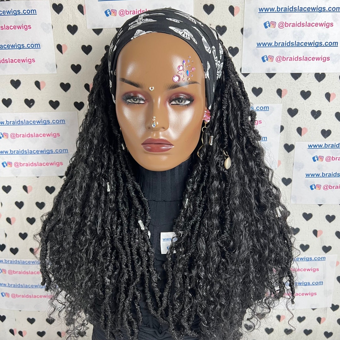 Faux Locs Headband Wig Boho Goddess Loc Distressed Curly Faux Dread ...