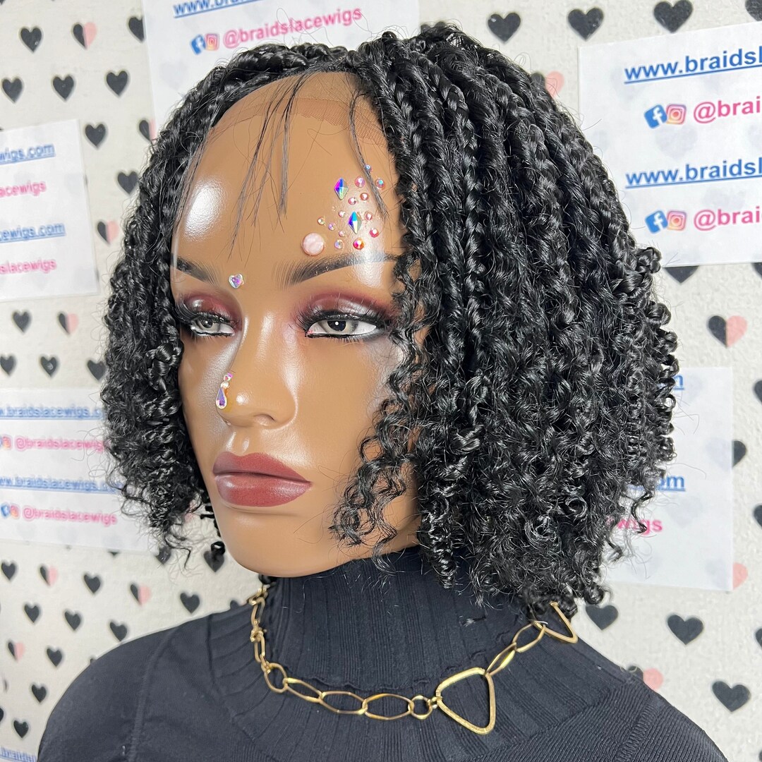 Hand Braided Goddess Box Braid Wig: Short Curly Ends, 4x4 Lace Front - Etsy
