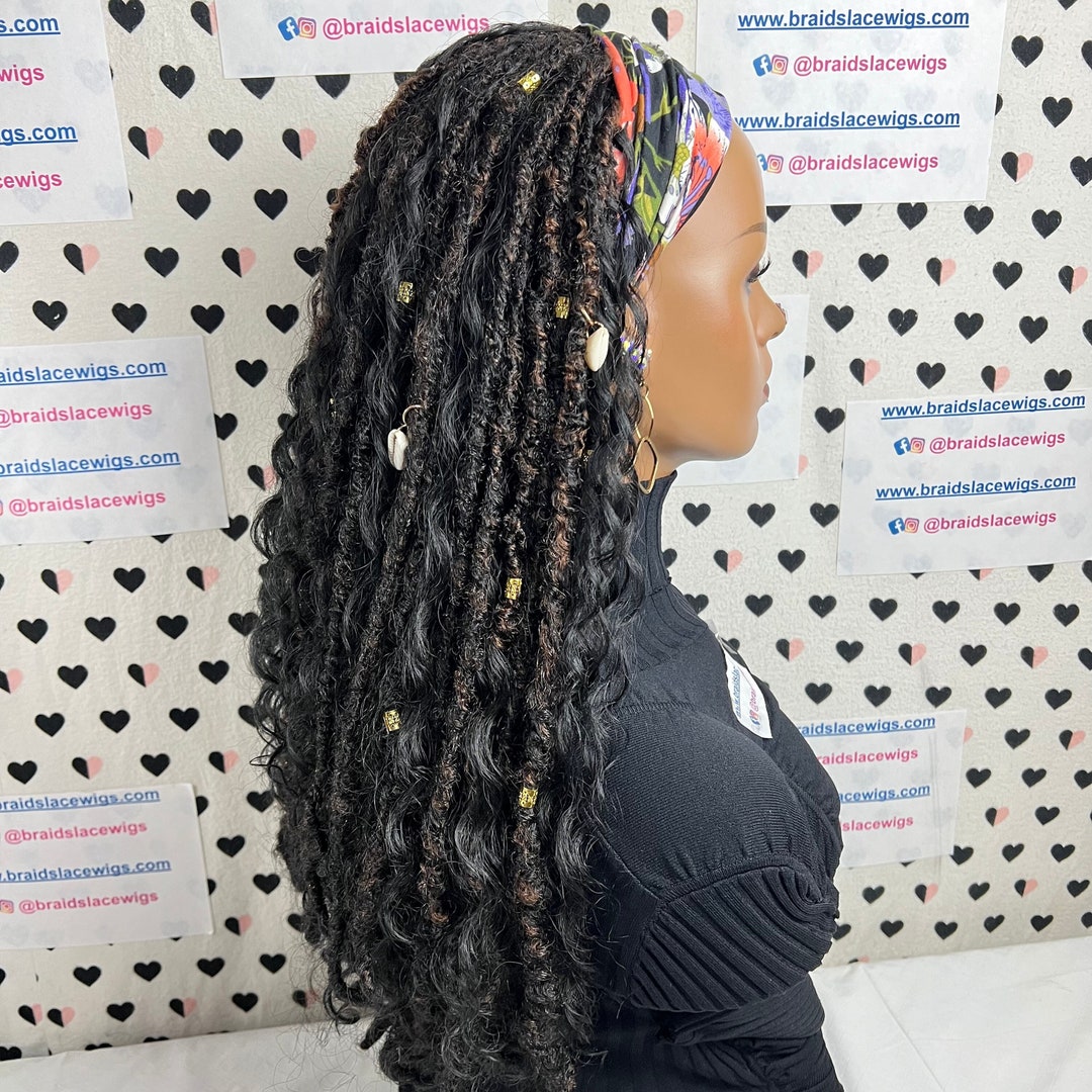 Handmade Boho Goddess Loc Headband Wig: Distressed Curly Faux ...