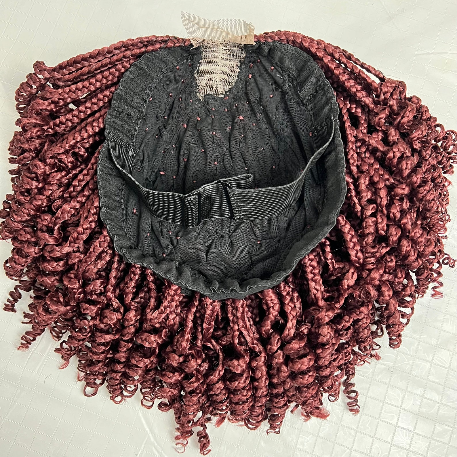 Burgundy Red Braided Wig: Cornrows Box Braids, Wavy Curls, 10 Inch - Etsy